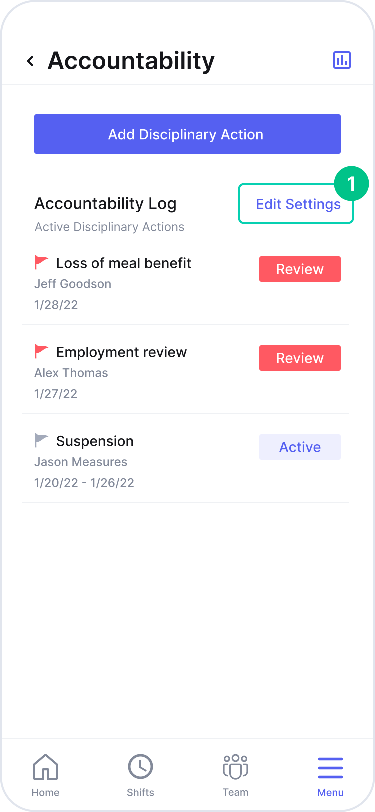 Accountability Settings: Add & Edit Infraction Types – VSBL