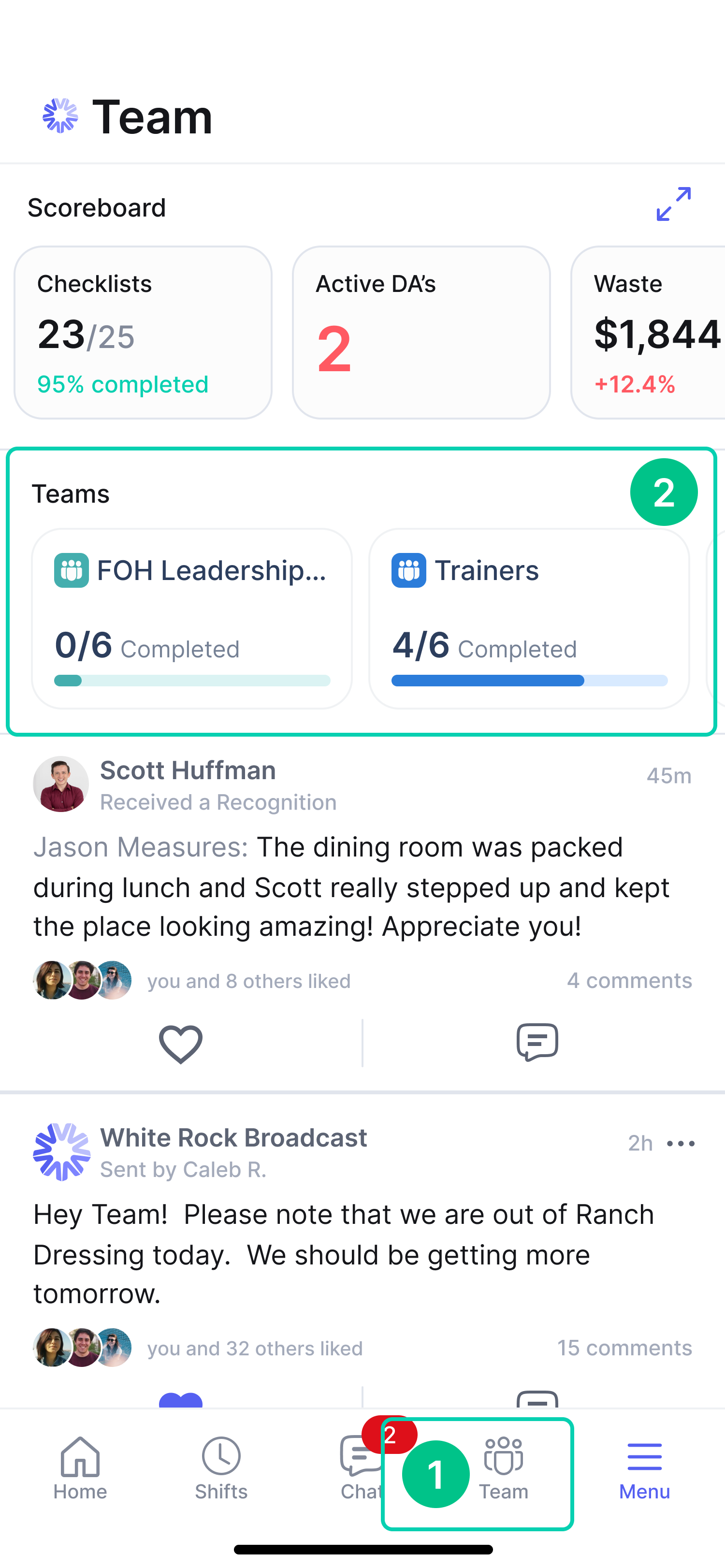 View Your Teams (Home & Team) – VSBL