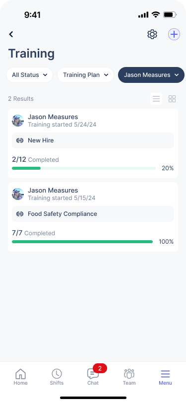 View a User's Training – VSBL