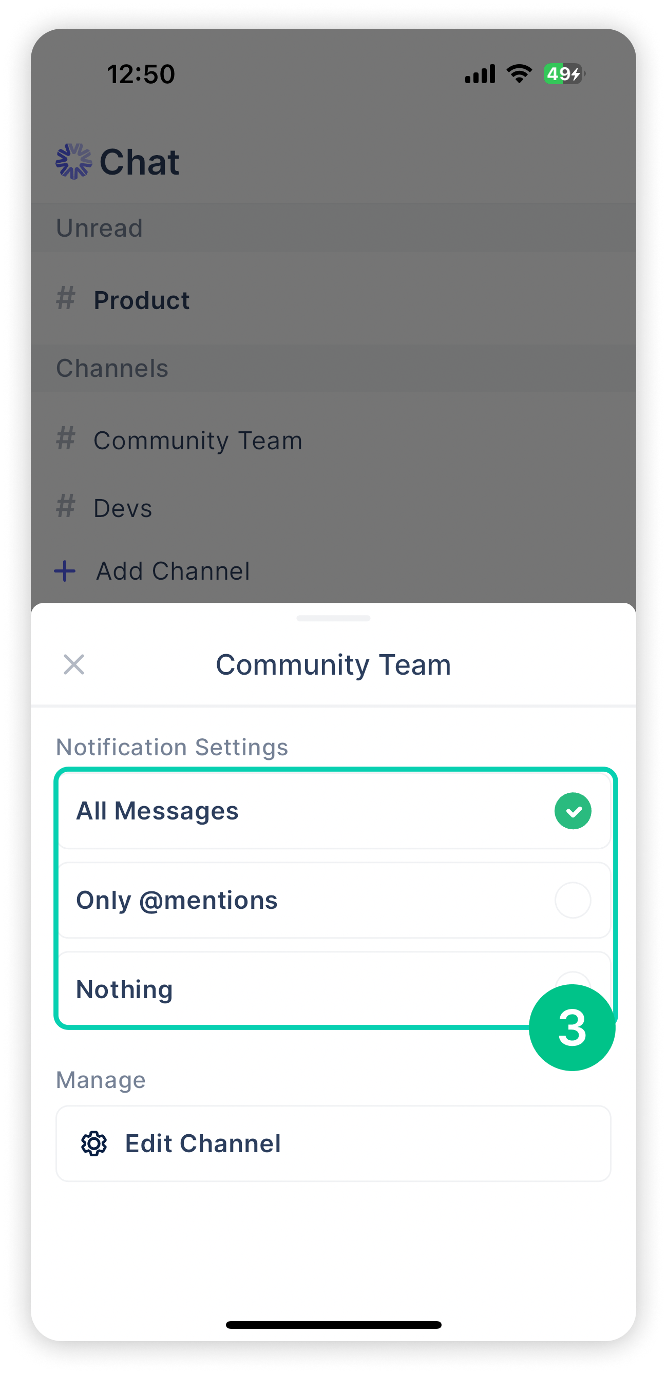 Edit Chat Notification Settings – VSBL