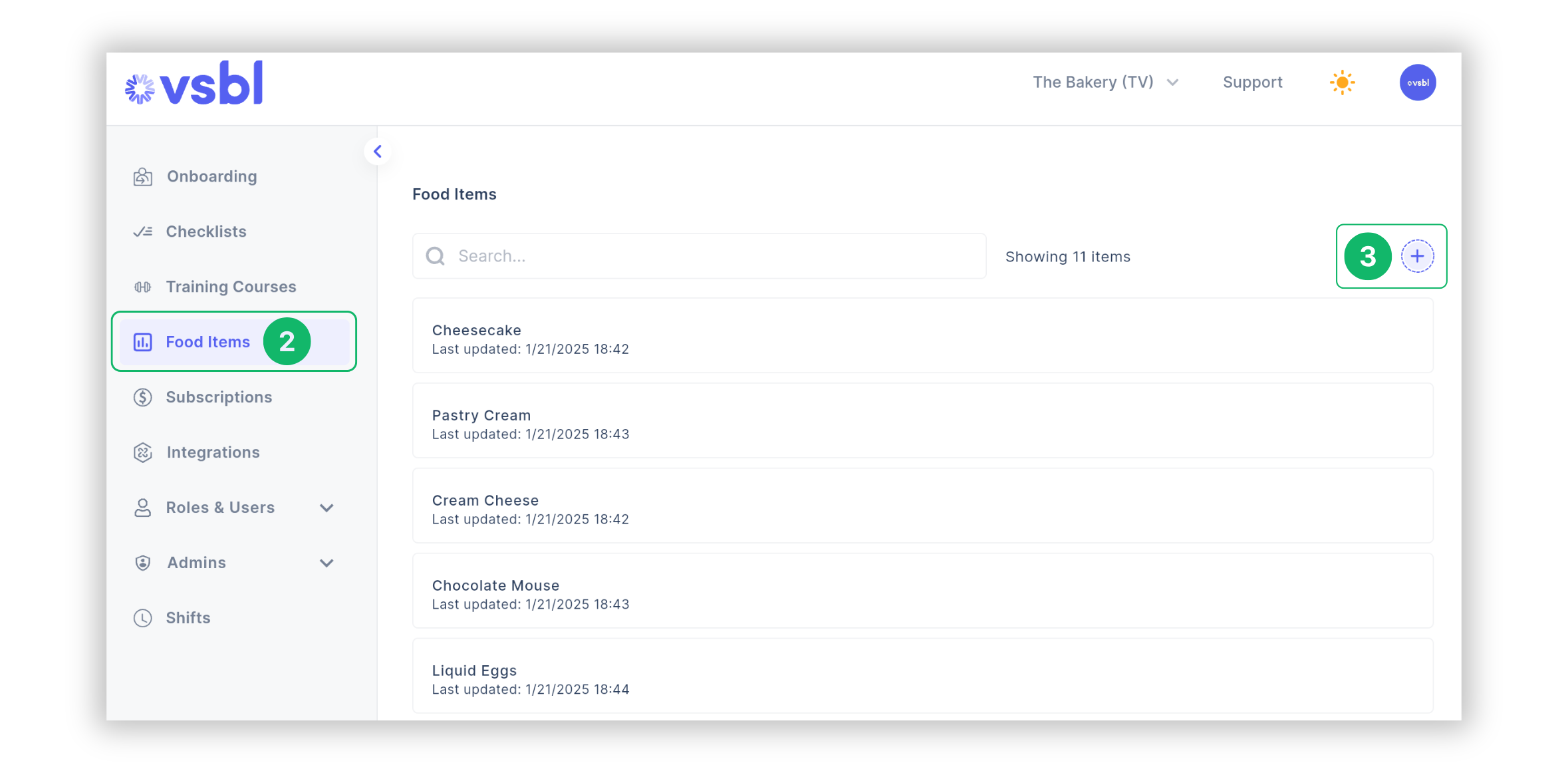 Create a Food Item – VSBL