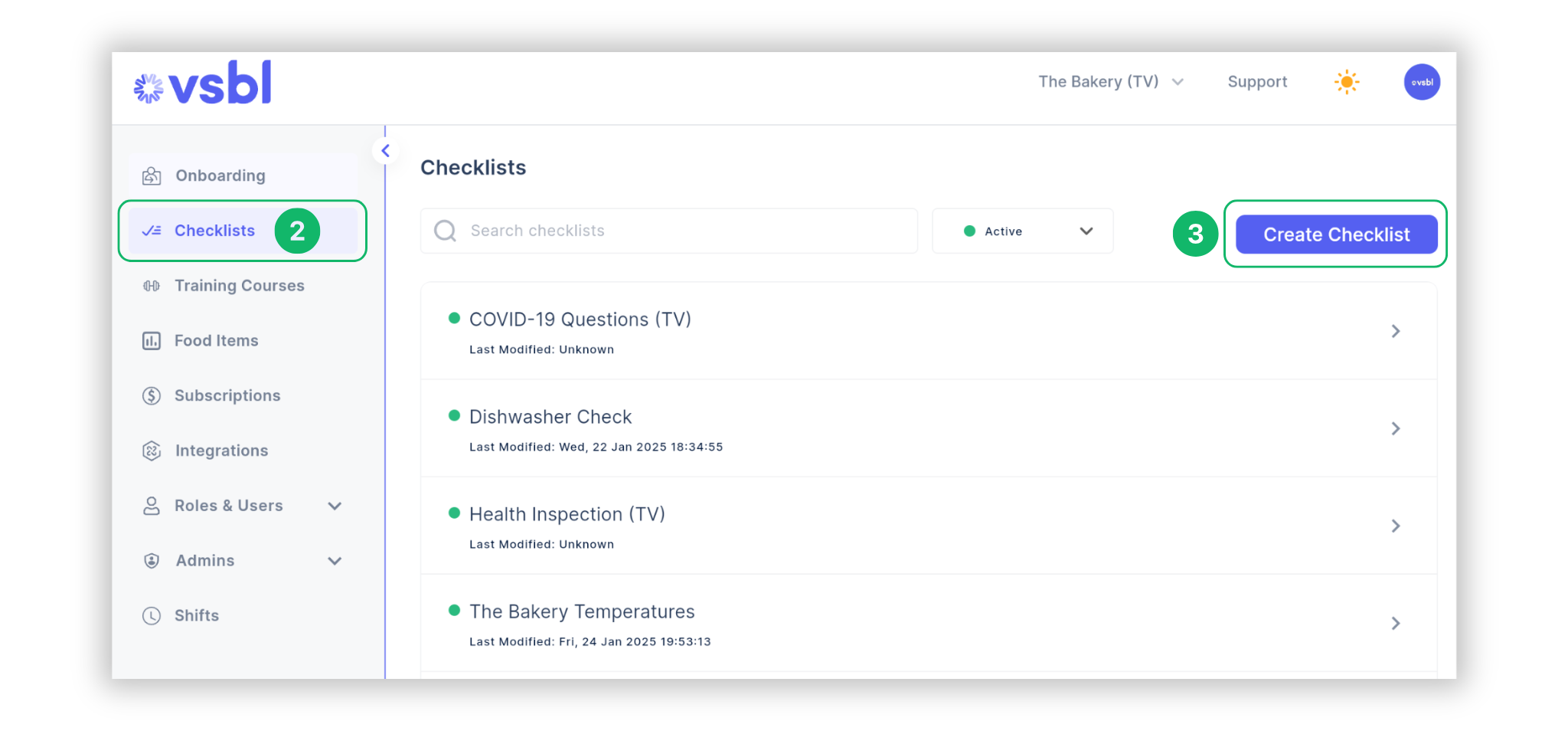 Create a Checklist (Web) – VSBL