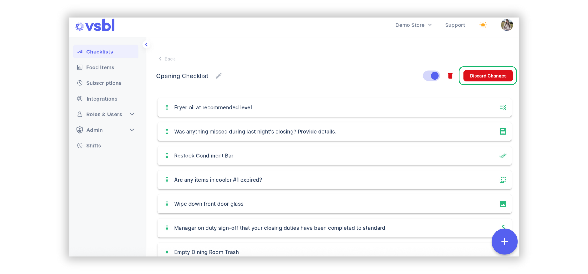 Edit Temperature Questions in Checklists – VSBL