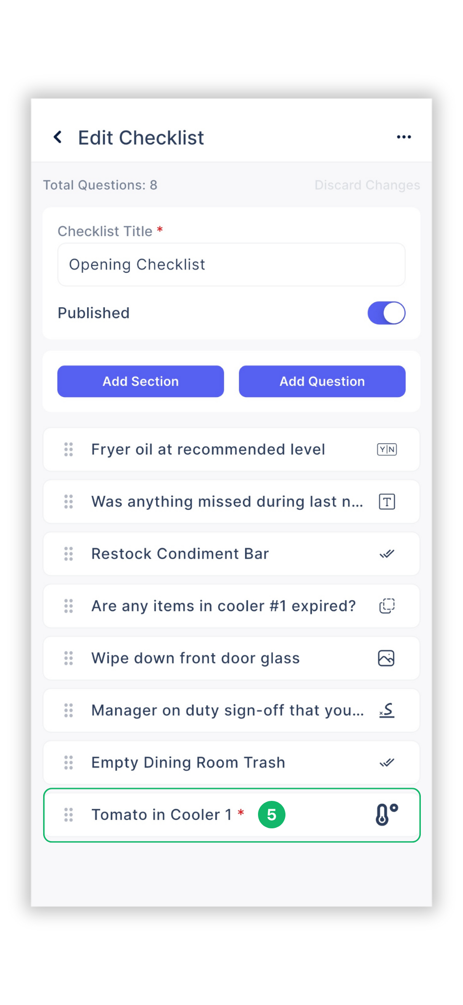 Edit Temperature Questions in Checklists – VSBL