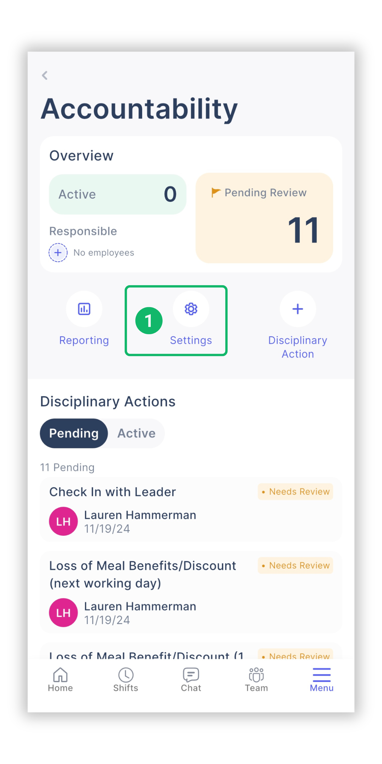 Accountability Settings: Add & Edit Disciplinary Action Types – KitchenIQ™